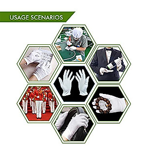 GRIMSON 6Pairs Large Size White Cotton Gloves Thickened Stretchable Glove for Coin Jewelry Silver Inspection