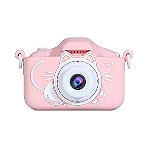 HADST New Cat Cartoon Children's Camera Front and Rear Double Lens 20 Million Selfie Camera Parent-Child Gift Camera Christmas Puzzle Gift
