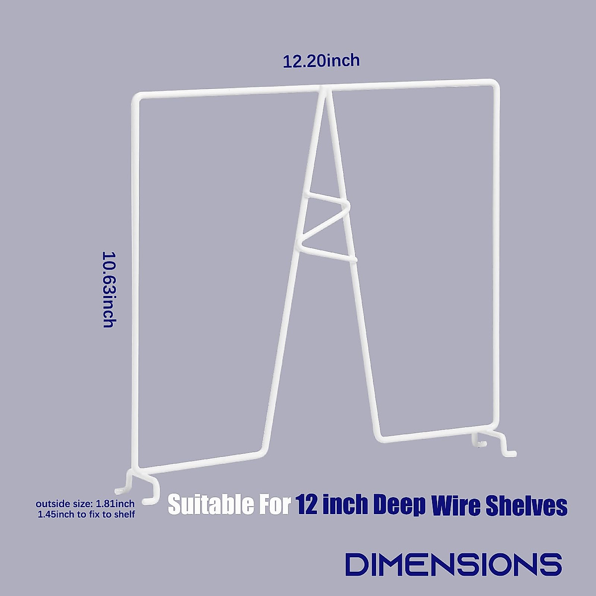 ziroland 12-Pack White Wire Shelf Dividers - Closet Shelf Organizer - Easy to Install Shelf Divider for Pantry/Garage and More - No Tool - PE Coating Steel- Suitable for 12inch Deep Wire Shelves