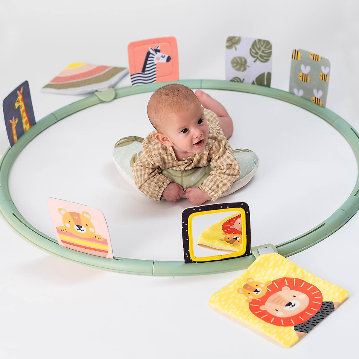 Taf Toys Tummy Time Support for Newborns & Babies, Developmental Activity Center with Detachable Pillow & Toys Encourage Baby’s Senses Development, Fine & Gross Motor Skills & Eye-Hand Coordination
