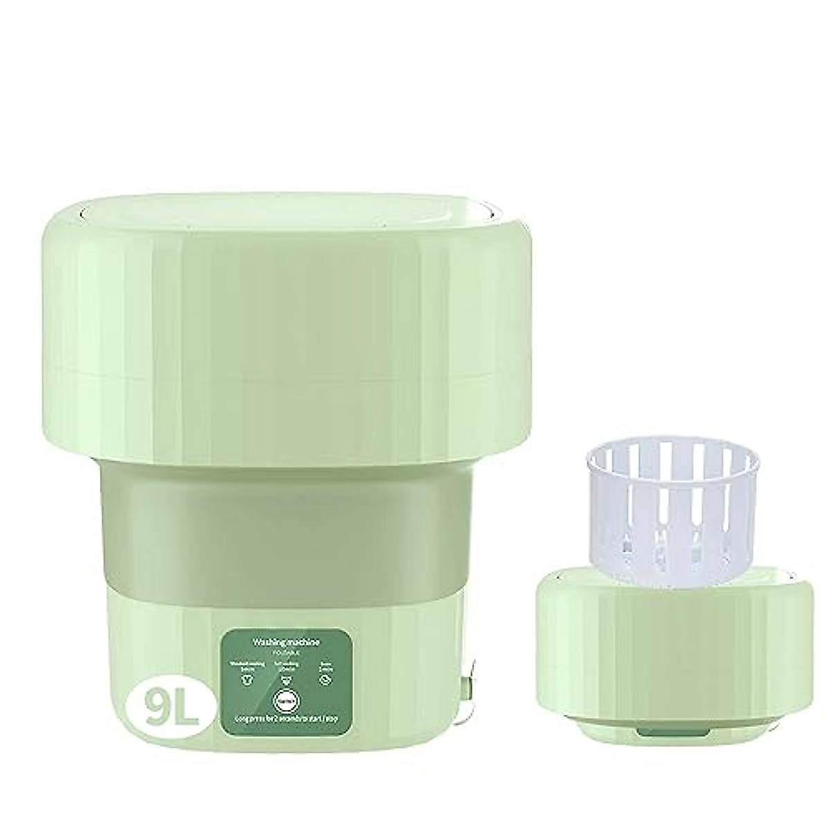 Portable Washing Machine, 9L Foldable Washing Machine and Spin Dryer with 3 Modes, Portable Washer for Small Items, Underwear, Baby Cloths for Apartments, Travel, Camping (Green)