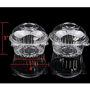 Leoyoubei 100 pieces BPA Free Clear Plastic Single Individual Cupcake Boxes,Muffin Dome Holders Cases Boxes Cups Pods,Clamshell Container Cupcake Holders,Great for Parties or Cake/Muffin Sales