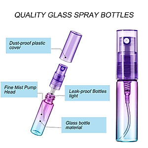 24 Pieces Mini Perfume Spray Bottles 4 ml Colorful Glass Bottles Refillable Empty Container Fine Mist Bottles Portable Tube for Cleaning, Travel, Essential Oils, Perfume, 6 Gradient Colors
