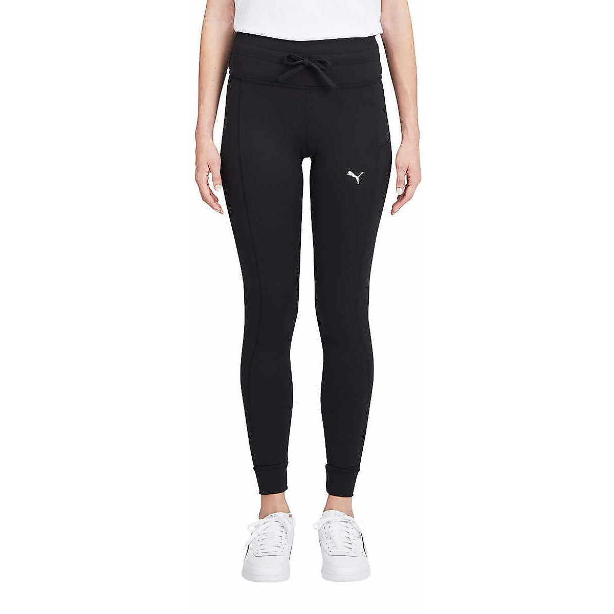 PUMA Womens Midweight Drawstring Jogger Leggings with Side Pocket (Small, Black)