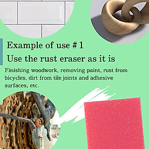 Rust Eraser for Knives Kitchen Stoves Wood Finish and Bicycles Multi Purpouse Cleaning Rubber Eraser Remover Dirt Stains, Set of 3 (Fine, Coarse, Extra coarse) Made in Japan