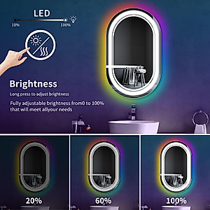 Onyltd 32 * 20 Inch Oval LED Bathroom Mirror Front Light Mirror and RGB Backlit Light Vanity Mirror Wall Mounted Light Up Mirror Shatterproof Dimmable Anti-Fog Smart Illuminated Makeup Wall Mirror