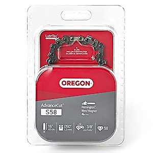 Oregon S58 AdvanceCut Replacement Chainsaw Chain for 16-Inch Guide Bars, 58 Drive Links, Pitch: 3/8" Low Vibration, .050" Gauge, Fits Remington, Skil, Wen, and More