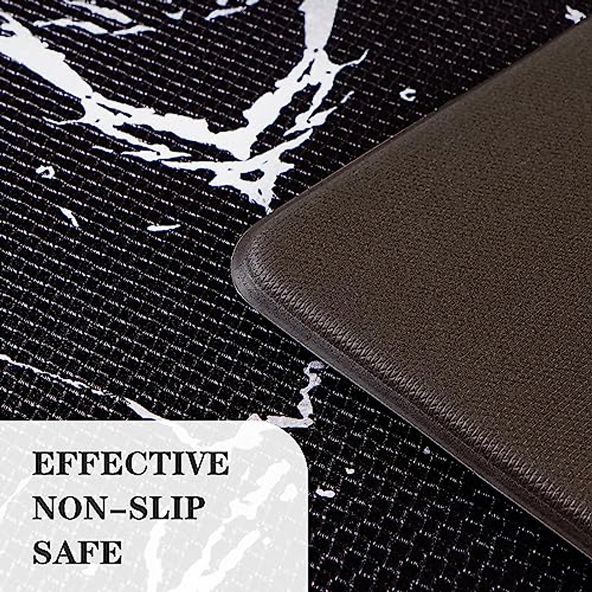 ASPMIZ 2 PCS Kitchen Rugs Non Slip, Black Marble Kitchen Mats Cushioned Anti Fatigue, Comfort Standing Mat for Kitchen Floor, Marble Kitchen Rugs Sets of 2 Washable, 18'' x 48'' + 18'' x 30''