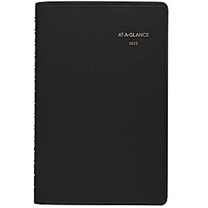 2022 Daily Appointment Book & Planner by AT-A-GLANCE, 5" x 8", Small, Black (7080005)
