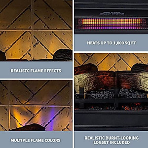 Country Living Infrared Freestanding Electric Fireplace Stove Heater in Black | Provides Supplemental Zone Heat with Remote, Multiple Flame Colors, Metal Design with Faux Wooden Logs