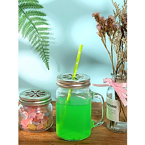 28 Pieces Daisy Jar Lids Regular Mouth Mason Jar Lids Daisy Cut Lids Storage Canning Lids Compatible with Straw Hole For Drinking Daisy Flower Jar Lids