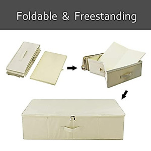 iwill CREATE PRO Underbed Storage Bin, 2pcs Storage Boxes, Zip Lidded, Washable & Folding Design, Beige