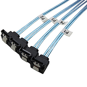 CableDeconn 18' Mini SAS 36P SFF-8087 To 4 SATA 7Pin 90 Degrees Target Hard Disk Data Cable 0.5M (H0304)