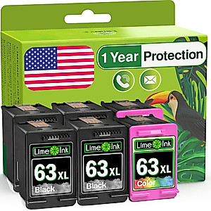 Limeink 6 Remanufactured Ink Cartridge 63XL 63 XL High Yield for HP Envy 4512 4520 Deskjet 3632 2130 2132 1110 3636 3637 1112 3630 3634 OfficeJet 3830 3833 4650 4652 4655 5255 5258 Printer Black Color