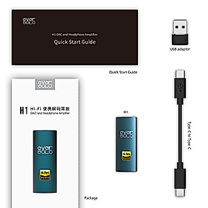 EVERSOLO H1 Portable Headphone Amplifier and DAC ES9281AC Pro High Resolution Supports PCM 384KHz/32bit DSD256 MQA 3.5mm Headphone Output for Android Smartphone/Tablet/PC