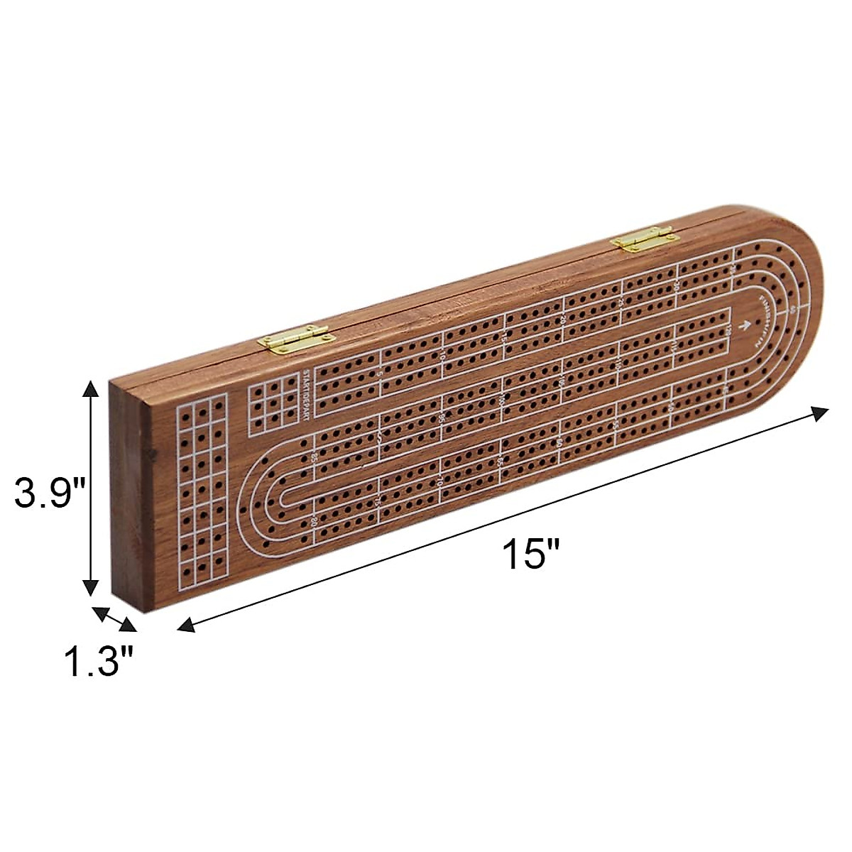 Juegoal Wood Cribbage Board Game Set 3 Tracks with Metal Pegs, Cards, Storage Area