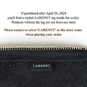 LARENNT Full Grain Leather Coin Purse with Key Chain - Small Change Purse Keychain Card Holder Keychain Pouch Small Keychain Wallet for Women and Men (Black)