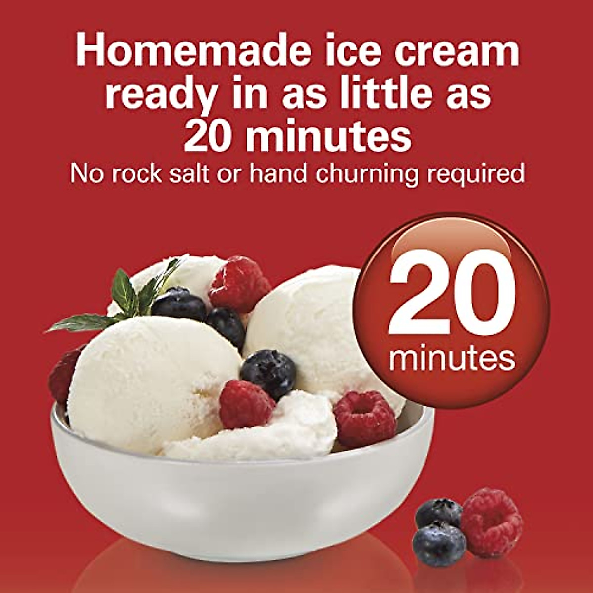 Hamilton Beach Electric Automatic Ice Cream Maker, Frozen Yogurt, Sorbet, Custard 1.5 Quart, White (68880)