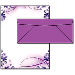 Purple Passion Stationery Paper & Envelopes - 40 Sets