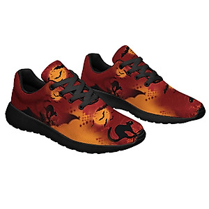 Halloween Shoes Unisex Fashion Breathable Running Sneakers Lightweight Black Cat Sneakers for Men Women Black Size 7