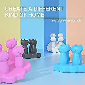 xhuoqdk 6PCS Silicone Toothbrush Hook Silicone Hook Bear Hook Razor Towel Plug Wire Key for Bathroom Living Room Kitchen Office Locker Dormitory Door (Black)