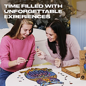 UNIDRAGON Wooden Jigsaw Puzzles - Charming Owl, 186 pcs, Medium 8.3"x13.8", Beautiful Gift Package, Unique Shape Best Gift for Adults and Kids