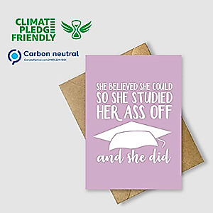 Funny and original graduation card for her with envelope | Inspirational card for women from mom, dad, friend… Fun and empowering present for graduation day.