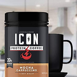 ICON Meals Protein Coffee, Premium Whey Protein, 150mg of Caffeine, Nootropic Blend, Gluten-Free & Non-GMO, Energy and Focus, Keto Friendly, Low Carb, High Protein (Mocha Cappuccino)