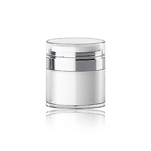 Airless Pump Jar, Empty Acrylic Vacuum Jar with Press Pump Refillable Travel Cream Empty Bottle Lotion Pump Containers Portable Pump Bottle Airless Pump Jars for Makeup,Essence,Moisturizer,Eye Cream