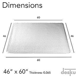 DESKU Office Desk Chair Mat – PVC Mat for Hard Floor Protection, Clear, 46 Inches x 60 Inches, Made in The USA, Home Office Supplies