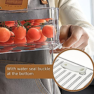 Fridge Organizers and Storage Clear, Fruit Containers for Fridge Stackable Organizers with Lid, Plastic Vegetable Refrigerator Organizer Bins, Freezer, Kitchen Organization and Storage, 7 Pcs/Set