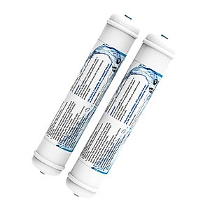 2 Pack Inline Water Filter 1/4" Quick-Connect Replacement Cartridge Inline Activated Carbon Block Filter for Refrigerator, Ice Maker, Under Sink System, Reduces Chlorine, Fluoride, Limescale and More