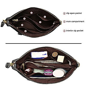Uromee Wristlet Wallet Clutch Purses for Women Genuine Leather Crossbody Bag Handbag with Detachable Shoulder Chain