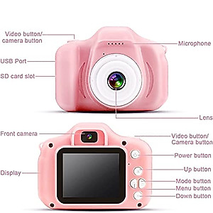 Ruiqas Camera Toy Dual Lens Selfie Camera 1080P HD Digital Video Camera with 32GB TF Card Birthday Gifts for