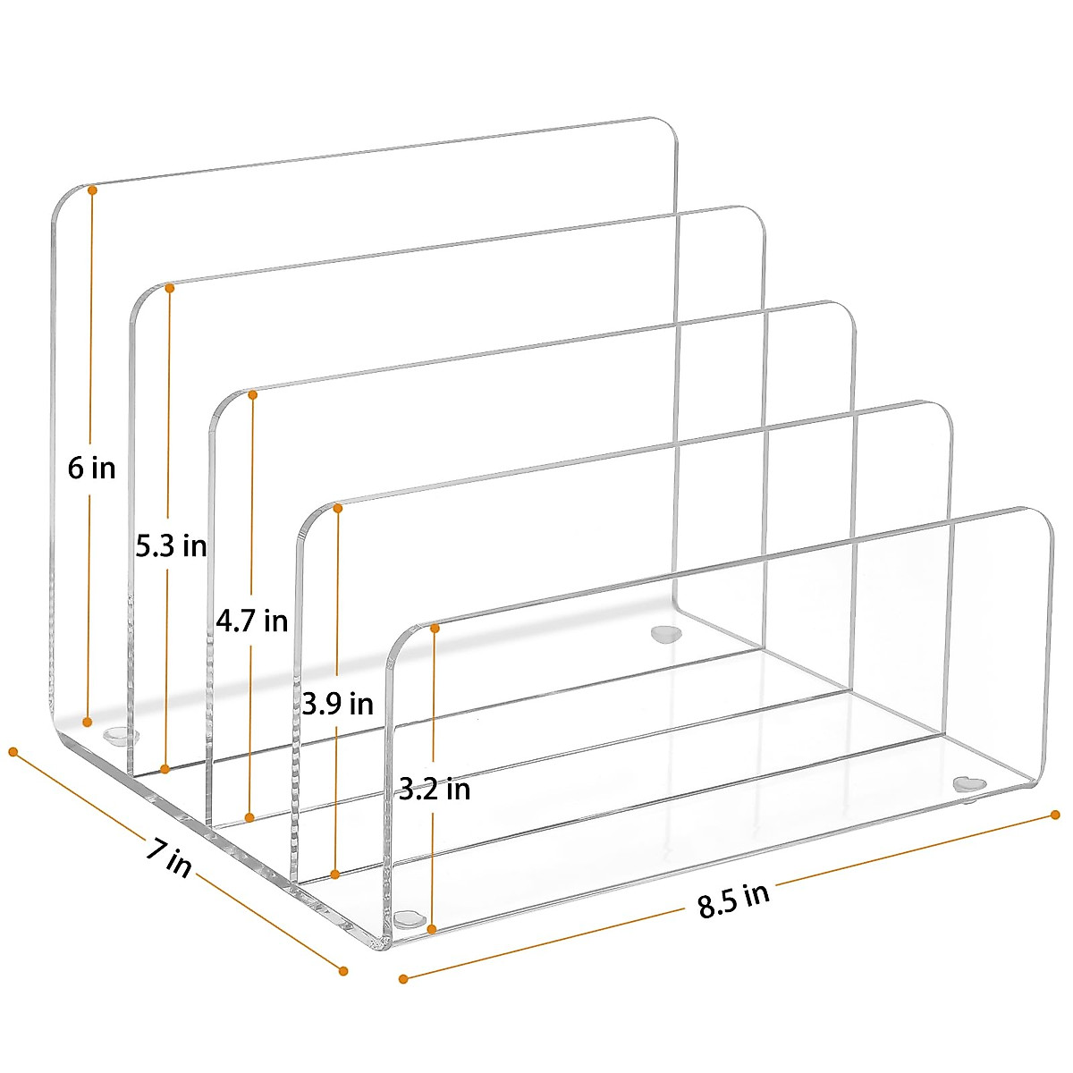 MaxGear Acrylic File Holder 4 Section, Acrylic File Organizer for Desk File Folder Holder File Sorter Vertical Acrylic Desk Organizer for Letter, Document, Notebook, Clear