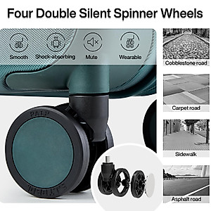 Hanke Carry On Luggage 22x14x9 Airline Approved Spinner Wheels Hard Shell Suitcases for Women & Men TSA Luggage Travel Suitcase Rolling Light Weight Luggage 20 Inch(Blackish Green)