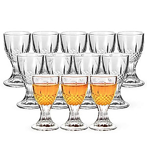 Ruckae Shot Glasses, 0.5oz Mini Wine Shot Glasses 12 Set, Unique Long Stem Wine Glasses/Mini Goblet Liquor Glasses/Port Glasses