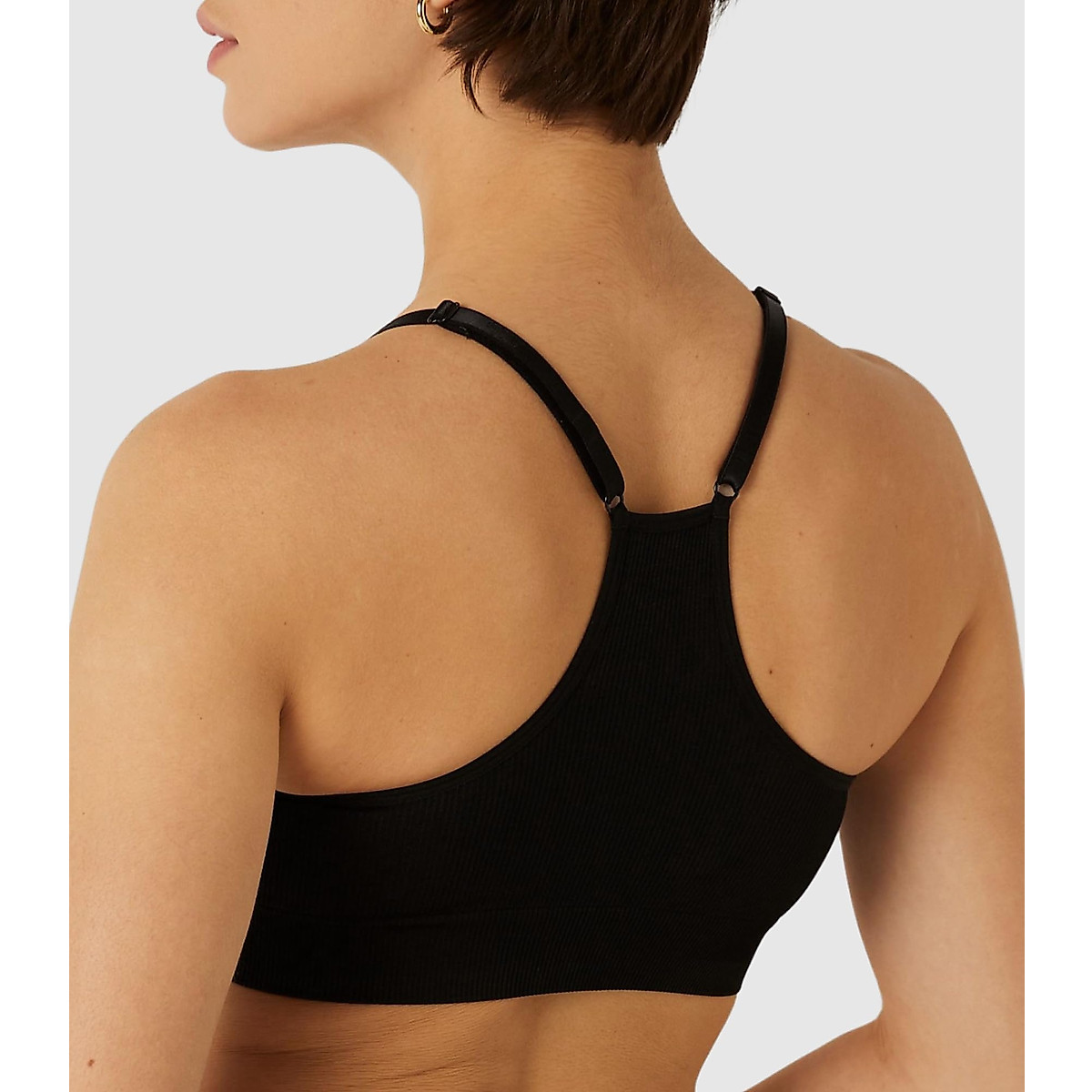 Victoria's Secret Pink Seamless Sports Bra, Low Impact Bras for Women, Racerback, Black (XL)