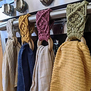 Macrame Towel Holder Ring, Macrame Kitchen Towel Holder, Crochet Towel Holder Rings, Macrame Knit Hanging Kitchen Towel Holder, Crochet Hanging Dish Towel Holder Hanging Kitchen Towels Ring (C)