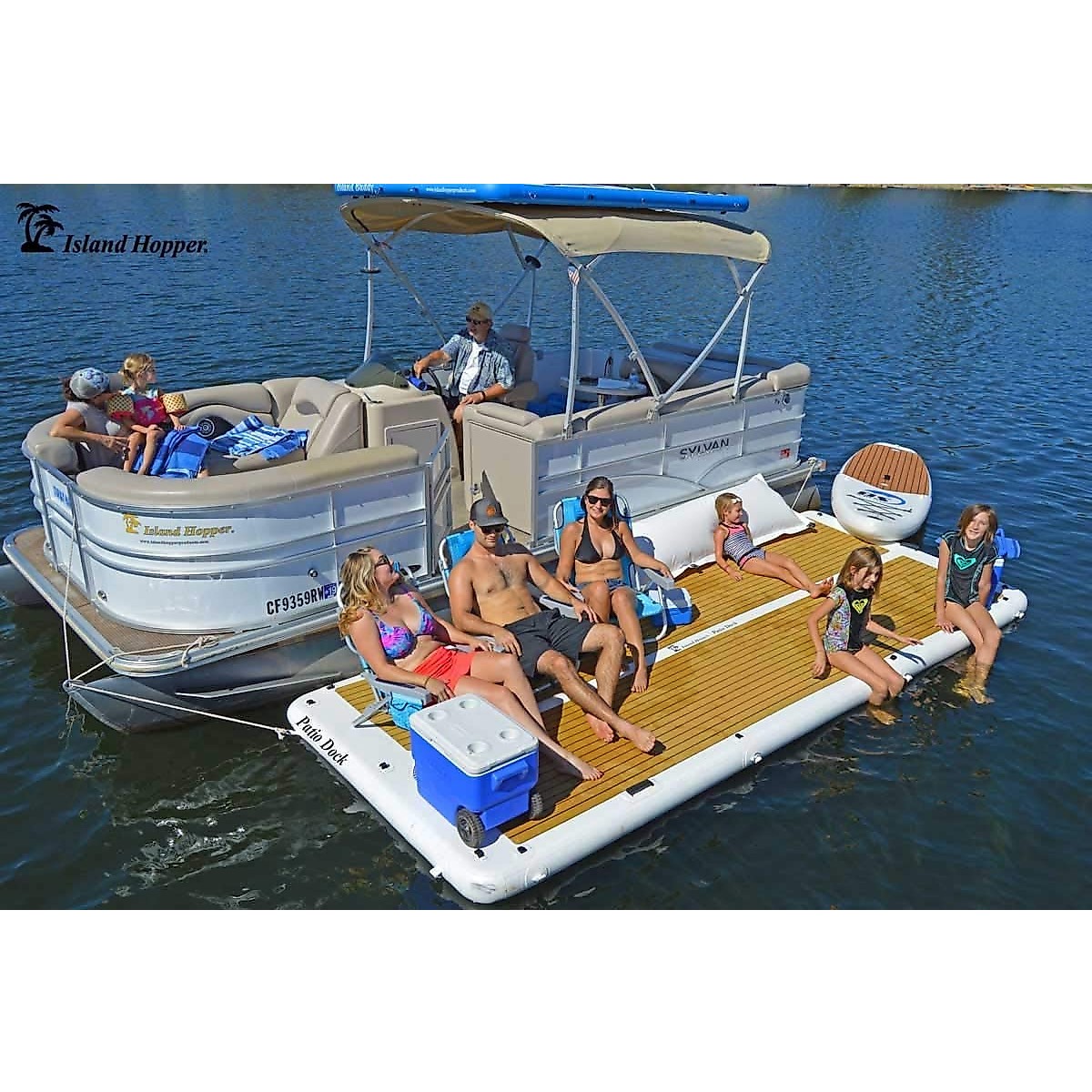 Island Hopper Patio Dock 15 Foot Inflatable Swimming Water Platform Dock (A 15' Patio Dock)