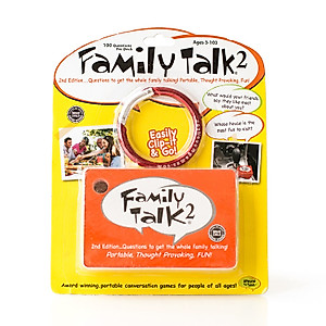Around the Table Games Family Talk 2 Portable, Meaningful Conversation Starters includes 50 card deck, 100 questions, 1 ring