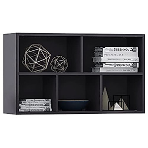Queen.Y Multifunctional Shelves 3-Tier Double Wide Bookcase Sideboard, 19.7"x9.8"x31.5" Wooden Bookshelf Storage Shelves Display Rack TV Cabinet for Home Office, Grey