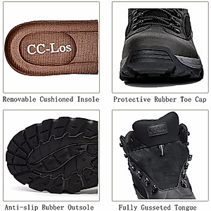 CC-Los Men's Waterproof Hiking Boots Work Boots Lightweight & All Day Comfort Black Size 8-14