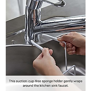 YAMAZAKI home 4388 Faucet-Hanging Sponge Holder-Kitchen Organizer Sink Rack Basket, One Size, White