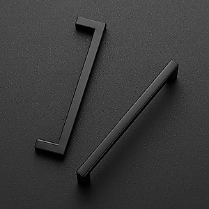 Ravinte 10 Pack Solid Kitchen Cabinet Handles Matte Black Cabinet Pulls Slim Drawer Pulls with 5 Inch Hole Center Square Bar Kitchen Cabinet Hardware
