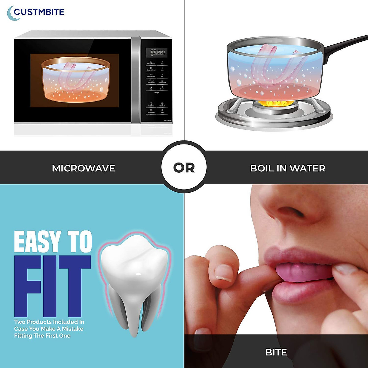 CustMbite Nightguard, Pink (2 Pack) - Made in USA - Night Guard for Teeth Grinding