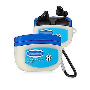 Jowhep Case for Beats Studio Buds Funny Unique 3D Design Cute Silicone Cover Fashion Kawaii Cool Fun Cartoon Wireless Powerbeats Cases for Beats Earbuds Headphones for Girls Boys Teen (Blue and White)