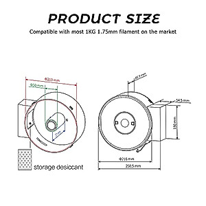 R QIDI TECHNOLOGY Filament Dryer Box, Filament Storage Box for 3D Printer Filament, Keeping Filaments Dry During 3D Printing, Compatible with 1.75mm PA12-CF, PLA, PETG, ABS, UltraPA, S-White, etc