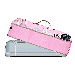 Ginsco Dust Cover Compatible with Cricut Explore Air 2, Cricut Maker 3, Cricut Explore 3, Cover with 3 Front Pockets for Accessories Supplies Tools Pens Pink