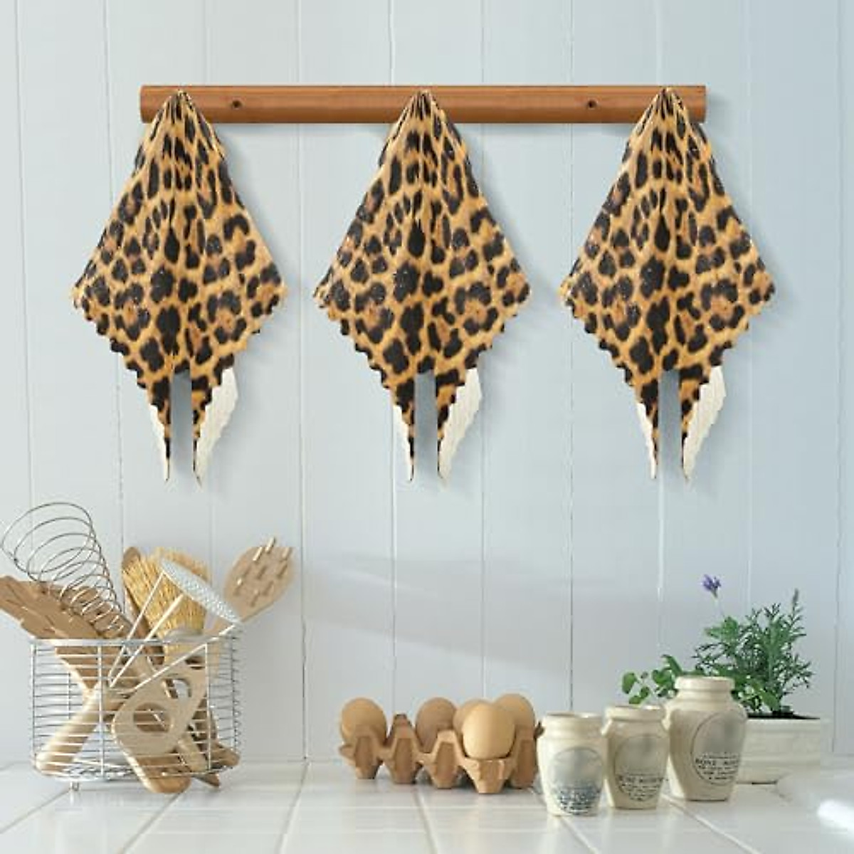 FRODOTGV Seamless Leopard Texture Skin Microfiber Kitchen Towels Rags Dish Towels Tea Towel Terry Cloth Kitchen Hand Towels Kitchen Hand Towels Hanging